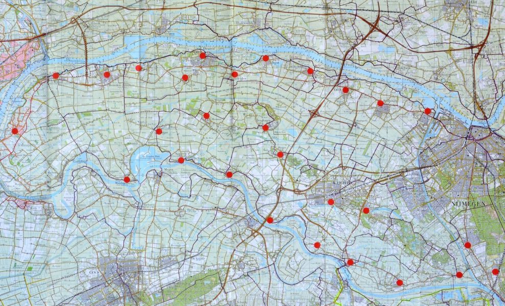 Kaart tussen Maas en Waal